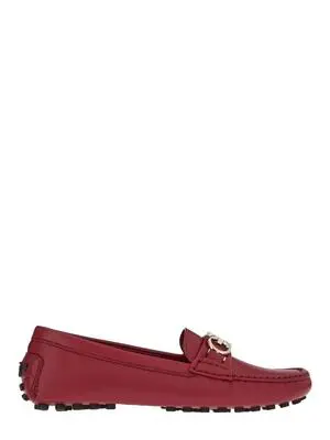 FERRAGAMO Gancini Plaque Moccasins - Red