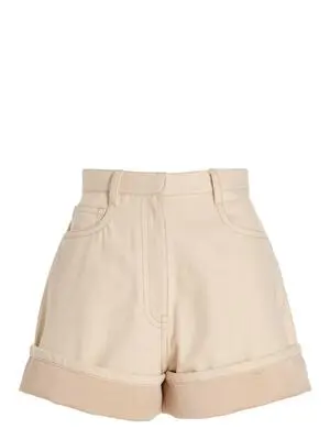 Prada Logo Denim Shorts - Natural Color