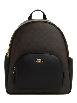 COACH Court Backpack In Signature Canvas - Opal/walnut/black