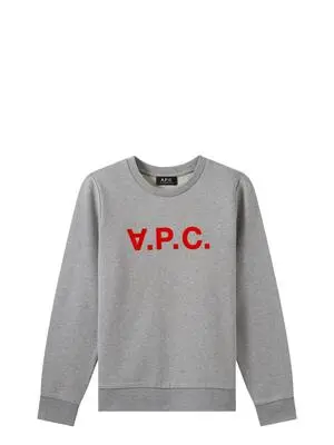 A.p.c. Flocked Logo Organic Cotton Sweatshirt - Gray