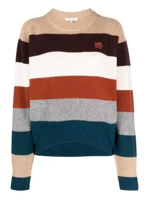 Maison Kitsuné Striped Jumper With Fox Patch - Multicolor