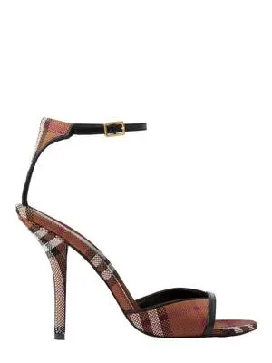 Burberry Ankle Strap Checkered Stiletto Sandals - Multicolor