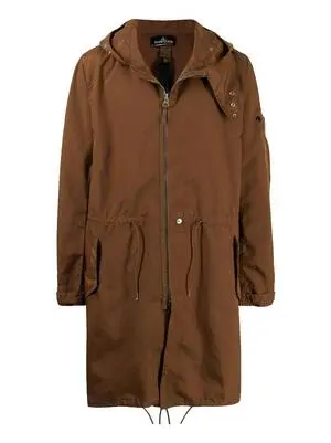 Stone Island Zip-up Hooded Parka - Burnt Brown