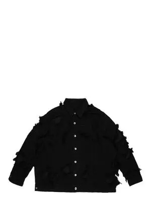 Rick Owens Layered Distressed Denim Jacket - Black