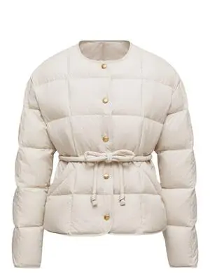 Moncler Quilted Down Jacket With Removable Belt - White