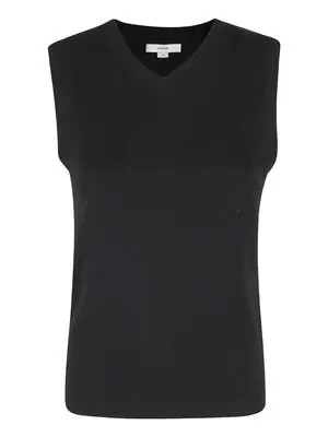 Vince V-neck Sleeveless Tank Top - Black