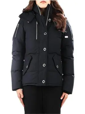 Moose Knuckles Long-sleeved Hooded Down Jacket - Black