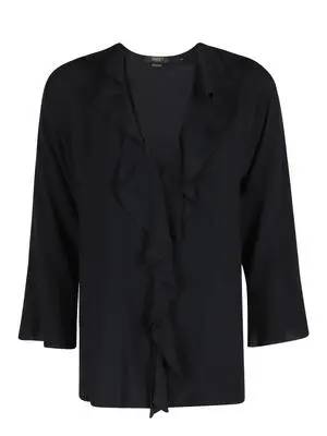 Seventy Long Sleeve Ruffled Blouse - Black