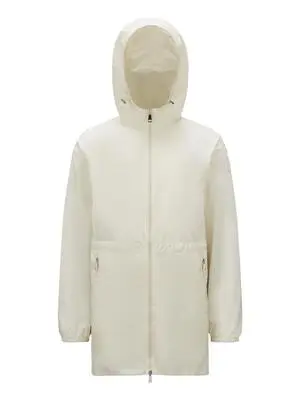 Moncler Hooded Zip-up Jacket With Drawstring Details - White