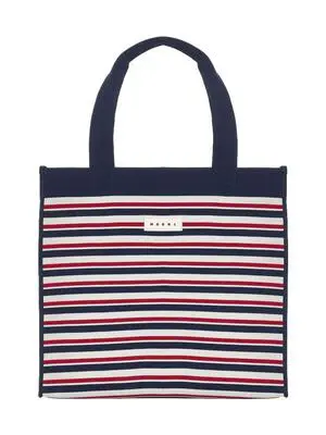 MARNI Marni Logo Patch Striped Tote Bag