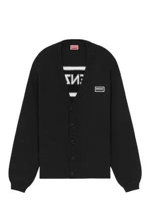 Kenzo Logo Intarsia Buttoned Cardigan - Black