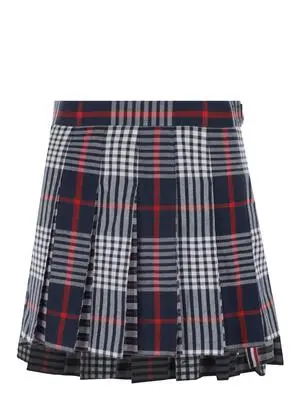 THOM BROWNE Thom Browne Checked Pleated Asymmetrical Mini Skirt