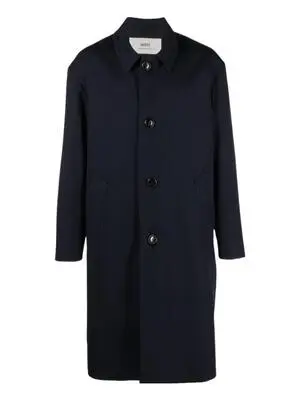 Ami Single-breasted Wool Coat - Black