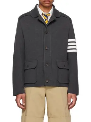 Thom Browne 4-bar Collared Jacket - Medium Gray