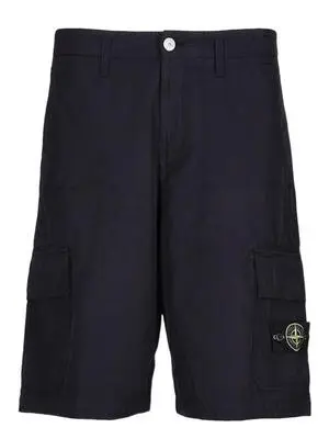 Stone Island Logo Detail Cargo Shorts - Blue