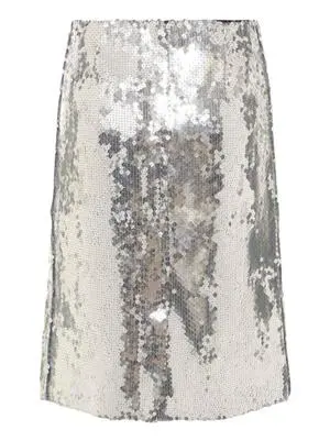 16Arlington Sequined Midi Skirt - White