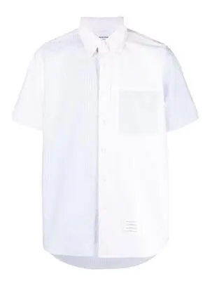 Thom Browne Striped Buttoned Short-sleeved Shirt - Light Pink