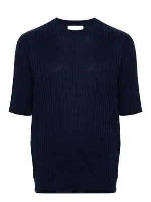LARDINI Ribbed Short-sleeve Jumper - Black