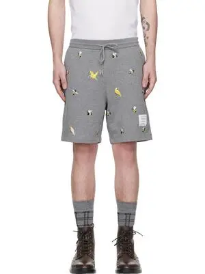 Thom Browne Grey Cartoon Printed Drawstring Shorts - Medium Gray