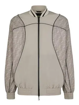 Fendi Logo Printed Zip-up Jacket - Nude