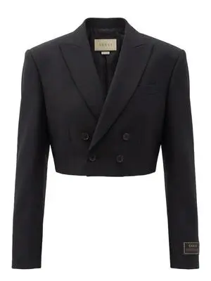Gucci Cropped Wool Mohair Blazer - Black