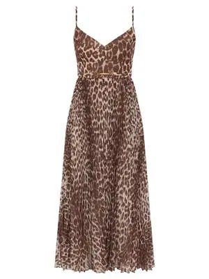 Zimmermann Sunray Pleated Dress - Leopard
