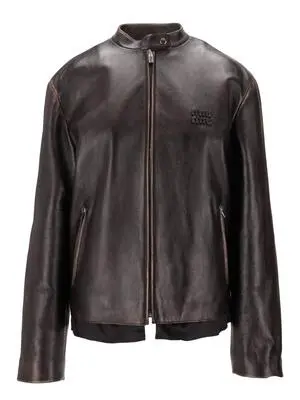 MIU MIU Miu Miu Long-Sleeved Leather Jacket
