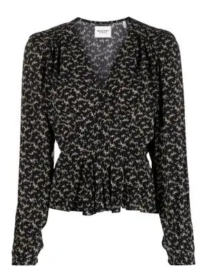 Isabel Marant Étoile Graphic Print V-neck Blouse - Black