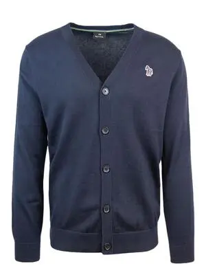Paul Smith Logo Patch V-neck Cardigan - Black