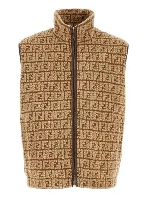 Fendi High Neck Teddy Vest - Brown