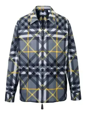Burberry Geometric-pattern Printed Zipped Shirt - Gray