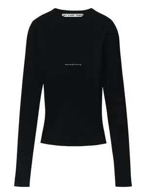 Alexander Wang Logo Ribbed Long-sleeve T-shirt - Black