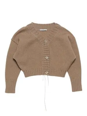 Acne Studios V-neck Buttoned Cardigan With Embroidered Logo - Brown