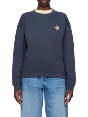 Maison Kitsuné Fox-motif Cotton Sweatshirt - Blue