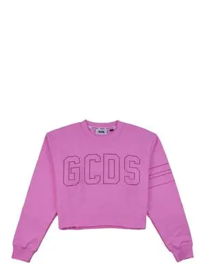 Gcds Embellished Logo Cropped Sweater - Pink