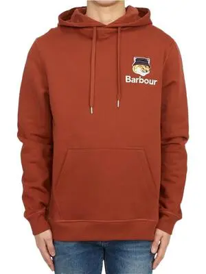Barbour X Maison Kitsuné Fox Head Embroidered Hoodie - Red