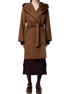 Max Mara Hooded Virgin Wool Coat - Brown