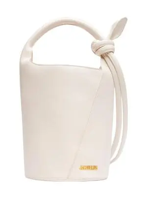 Jacquemus Mini Knotted Bucket Bag - White