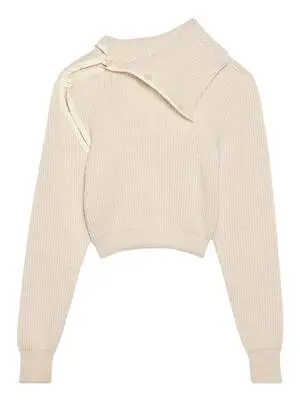Jacquemus Jacquemus Asymmetrical Mock Neck Sweater Nude
