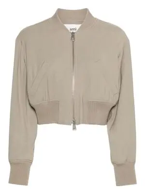 Ami Zip-up Padded Bomber Jacket - Nude