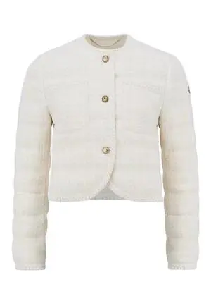Moncler Tweed Button-up Jacket With Down Filling - White