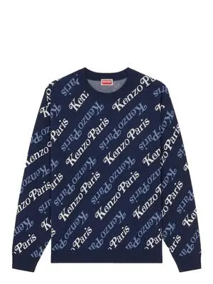 Kenzo All-over Monogram Printed Crew Neck Jumper - Blue