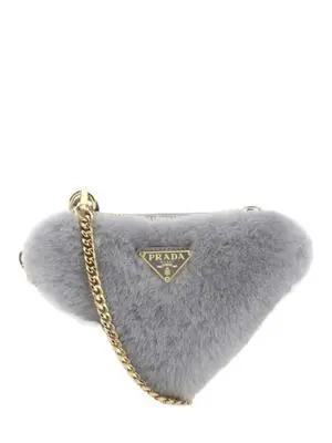 Prada Prada Shearling And Saffiano Leather Mini-Pouch No
