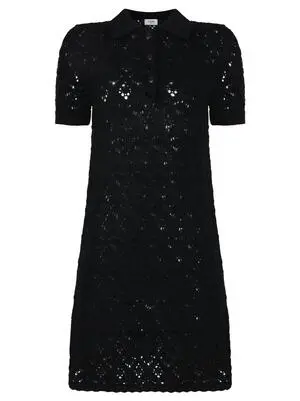 Celine Cotton Pointelle Mini Dress - Black