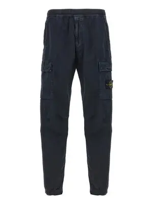 Stone Island Logo Patch Tapered Cargo Pants - Blue
