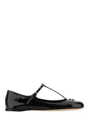 Miu Miu Logo-lettering Ballerinas - Black