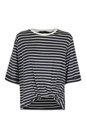 Seventy Striped T-shirt With Knotted Hem - Black