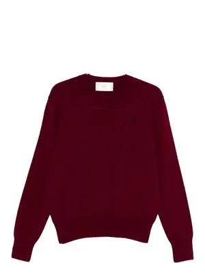 Ami Crew Neck Logo Sweater - Red