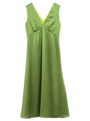 Max Mara Trumpet Satin V-neck Midi Dress - No