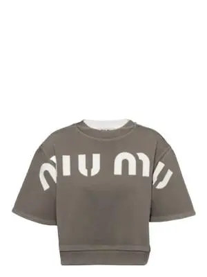 Miu Miu Printed Cotton Sweatshirt - Grey